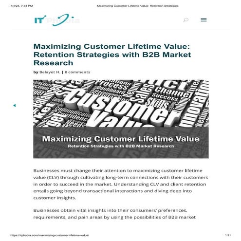 Maximizing Customer Lifetime Value: Retention Strategies with B2B Market Research | PDF