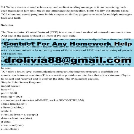 24 Write A Stream Based Echo Server And A Client Sending Message Tpdf 8944