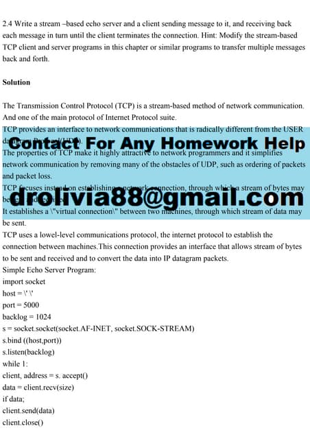 24 Write A Stream Based Echo Server And A Client Sending Message Tpdf 8944