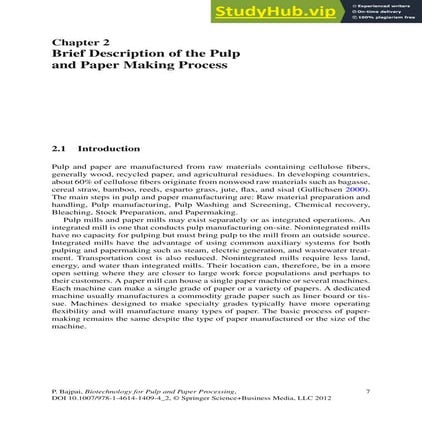 2.1 Introduction Brief Description Of The Pulp And Paper Making Process ...