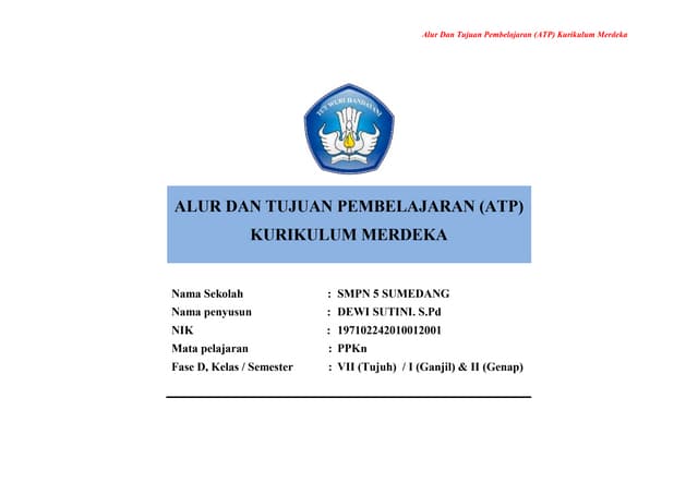 ATP Pendidikan Pancasila Fase D Kelas 7 SMP | DOC