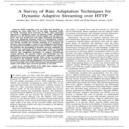 2 A Survey Of Rate Adaptation Techniques For Dynamic Adaptive