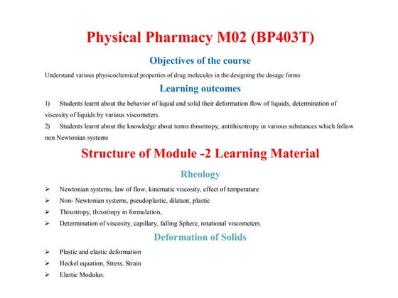 RHEOLOGY Physical pharmaceutics-II notes for B.pharm 4th sem students ...