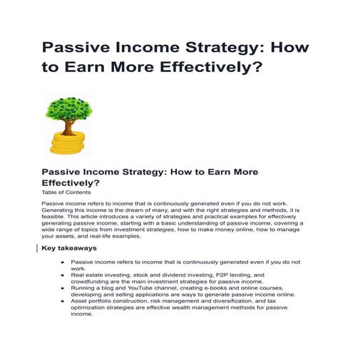 Passive Income Strategy: How to Earn More Effectively? | PDF