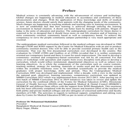 2. PREFACES - MBBS COURSE CURRICULAM DOCS | PDF