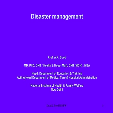 Disaster management in industry india m | PPT | First Aid | Injuries