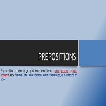 2. Prepositions English Grammar basic learning | PPTX