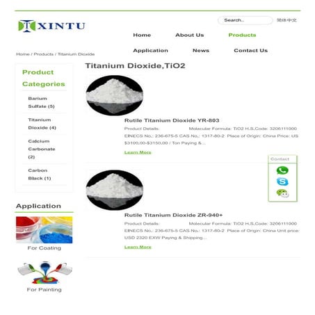 Titanium Dioxide Manufacturers & Suppliers in China - Xintu Chemical | PDF
