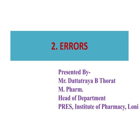ERRORS- Introduction and classification- | PPT