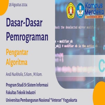 Dasar-Dasar Pemrograman - 2 Pengantar Algoritma | PPT