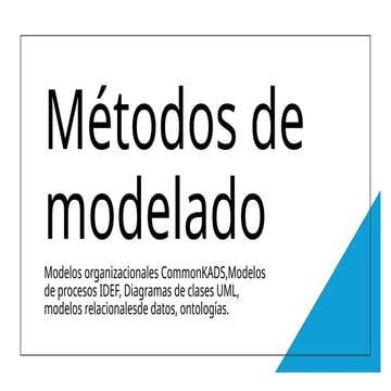 Métodos de modelado KADS, IDEF, UML, Relacional, Ontologias | PPTX