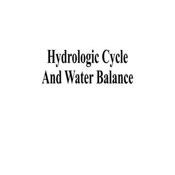 Water balance calculation | PDF
