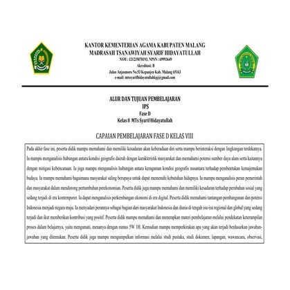 ATP (Alur Tujuan Pembelajaran) Fase D Kelas 8 SMP IPS | DOCX