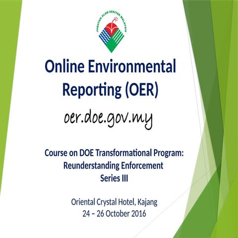 Online Environmental Reporting - DOE Malaysiapptx | PPTX