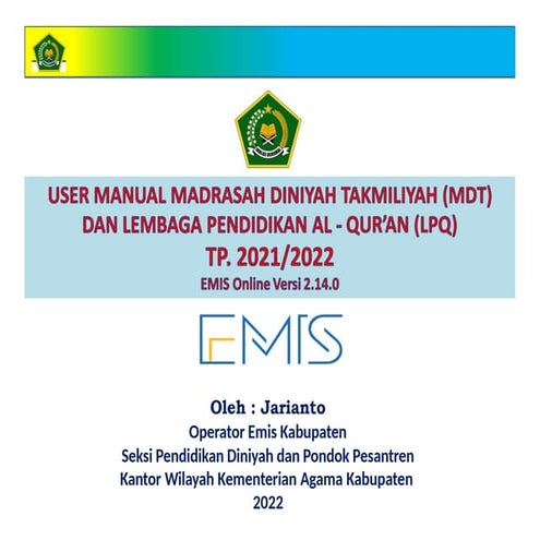 Manual Emis Madrasah Diniyah Awaliyah AL Ikhlash | PPT