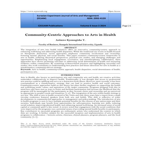 Community-Centric Approaches to Arts in Health (www.kiu.ac.ug) | PDF