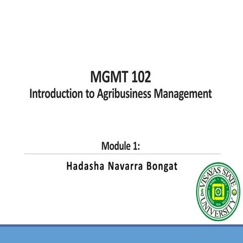 Introduction to Agribusiness Management | PPTX