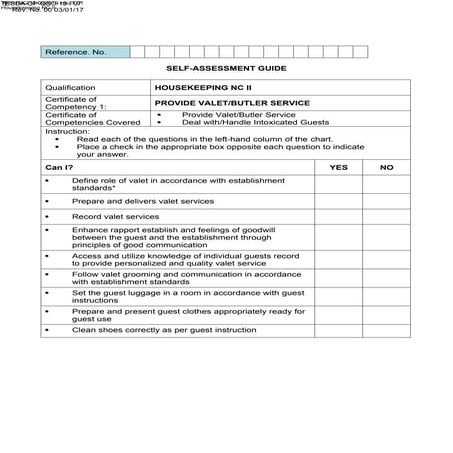 Training Regulation Housekeeping NC II TESDA | PDF