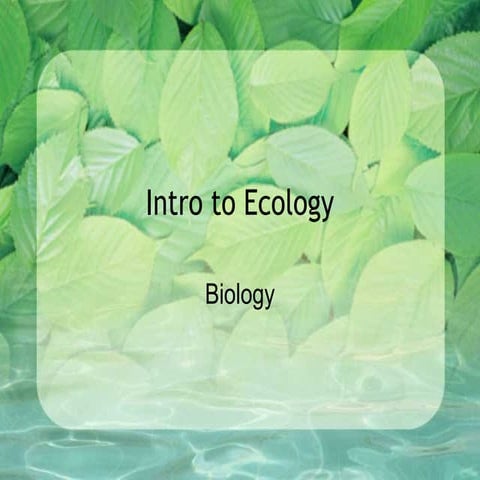An Introduction to Ecology for undergraduate students | PPT