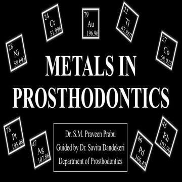 Noble Metals and Base Metals in Prosthodontics | PDF