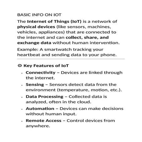 BASICS OF IOTBABASICS OF IOTSICS OF IOTBASICS OF IOT | DOCX