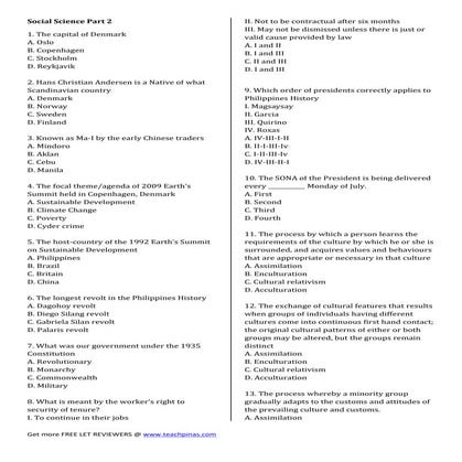 Formative assessment for social studies let reviewer | PDF