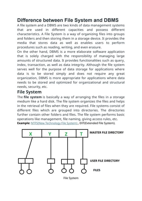 Advantages & Disadvantages of File Management System | PDF