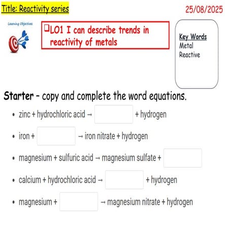 KS4 & 3 Lesson PP Reactivity series.pptx