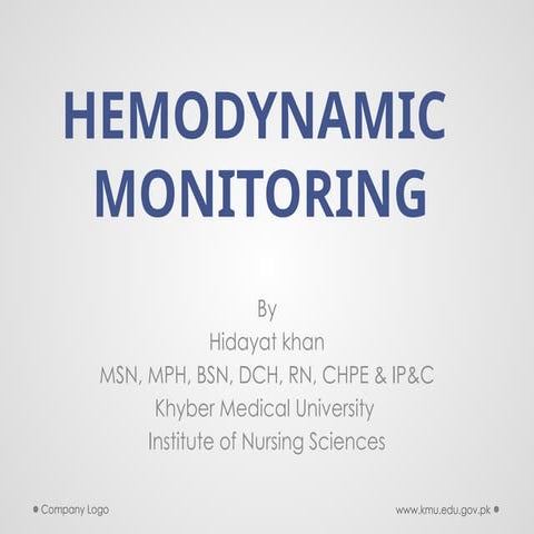 Hemodynamic monitoring ppt | PPTX