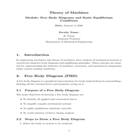 Introduction to Free Body Diagrams - Fundamentals | PDF