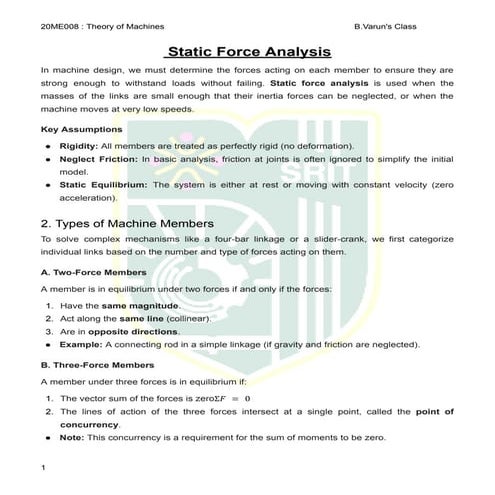 Fundamentals of Static Force Analysis () | PDF