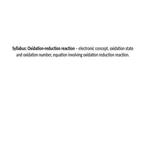 Oxidation and Reduction. ............... | PPTX