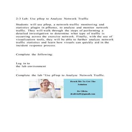 2-3 Lab Use pftop to Analyze Network TrafficStudents will use | DOCX