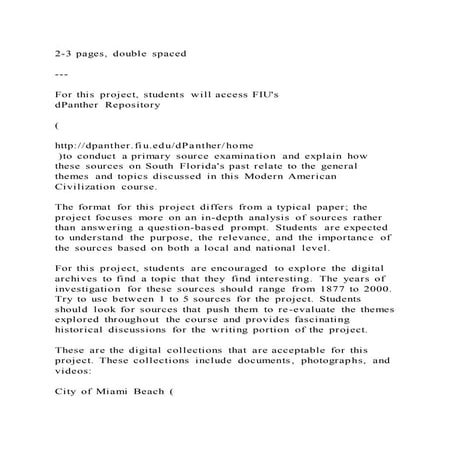 2-3 pages, double spaced---For this project, students will a | DOCX ...