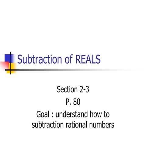 2.3 subtraction real numbers 1 | PPTX