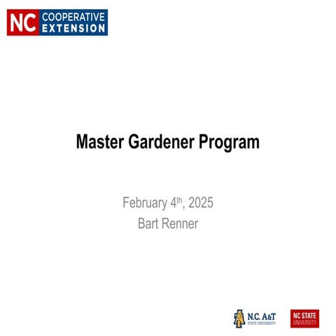 Introduction Presentation for 2025 Transylvania Master Gardener Class | PPTX