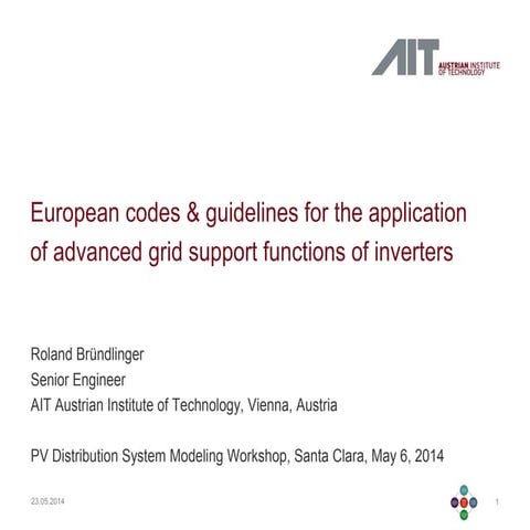 2014 PV Distribution System Modeling Workshop: European codes & guidelines for the application ...