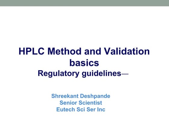 analytical method validation and validation of hplc | PPT | Chemistry ...