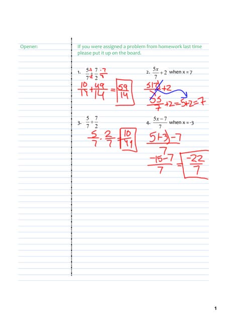 Addition and subtraction of fractions for grade 7 | PPTX