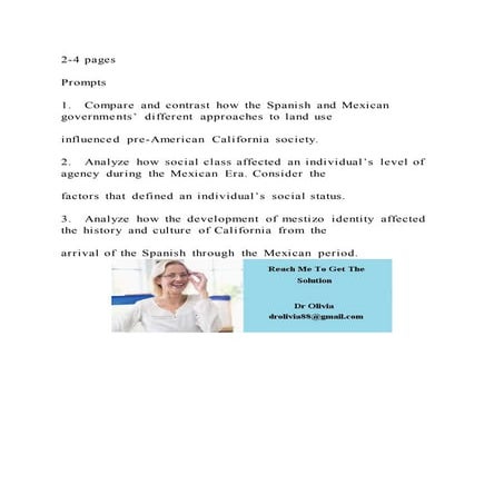 2-4 pagesPrompts1. Compare and contrast how the Spanish an | DOCX