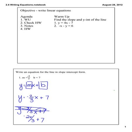 2.5 writing linear equations | PDF