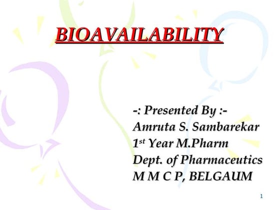 BIOAVAILABILITY AND BIOEQIVALENCE | PPTX | Pharmaceutical Industry ...