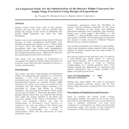 Basic Screw Geometry: Things Your Extruder Screw Designer Never Told ...