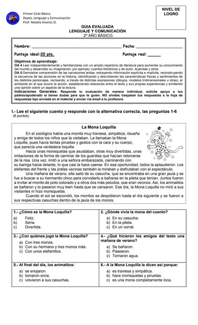EXAMEN DIAGNÓSTICO-1° grado de Comunicación. | PDF