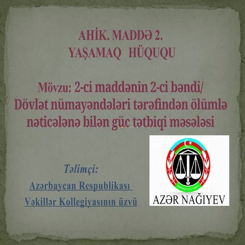 Article 2 of the European Convention on Human Rights (Right to Life ...