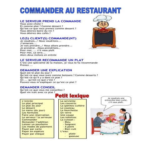 Dialogue au restaurant, clients et serveur | PDF