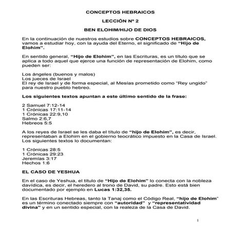 Clase 2 -Conceptos-hebraicos-ben-elohim | PDF
