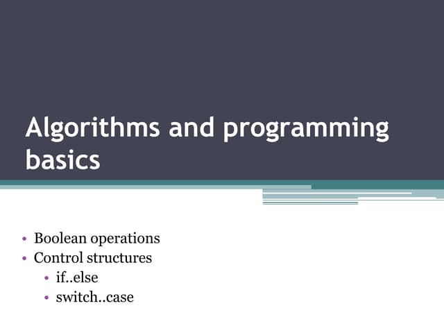 Control Structures Ifelse Switchcasepptx