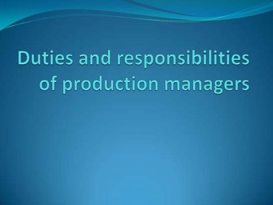 Stage manager’s responsibilities | PDF