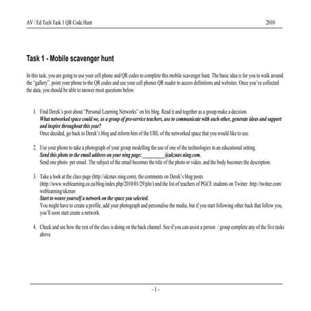 Mobile Scavenger Hunt | DOC | Internet | Computing
